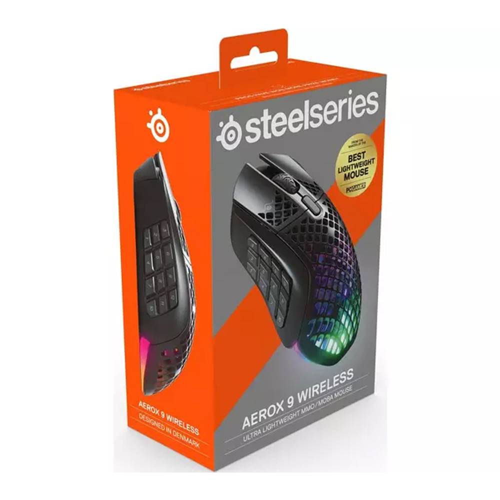 SteelSeries Aerox 9 Wireless + Bluetooth RGB Ultra Lightweight MOBA 18 ...