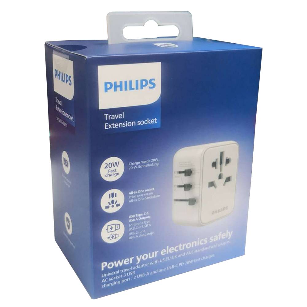 Philips Travel Extension Socket Universal Adaptor With US EU UK and AUS ...
