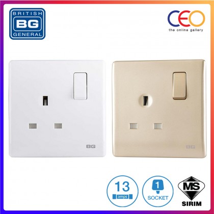 British General 1-Gang Single 13Amp Switched Type-G Socket Outlet Power ...