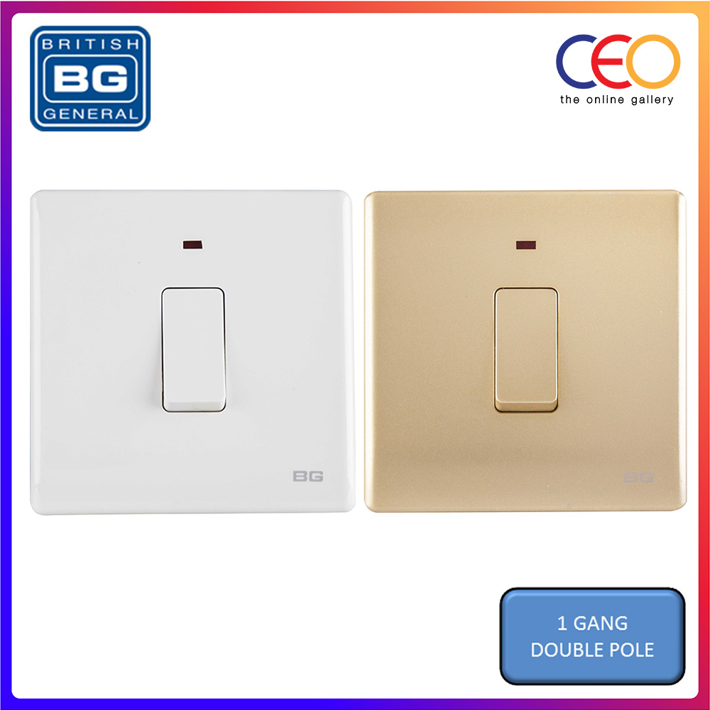 British General Neo Slimline 20A Standard Rocker Switch Double Pole LED