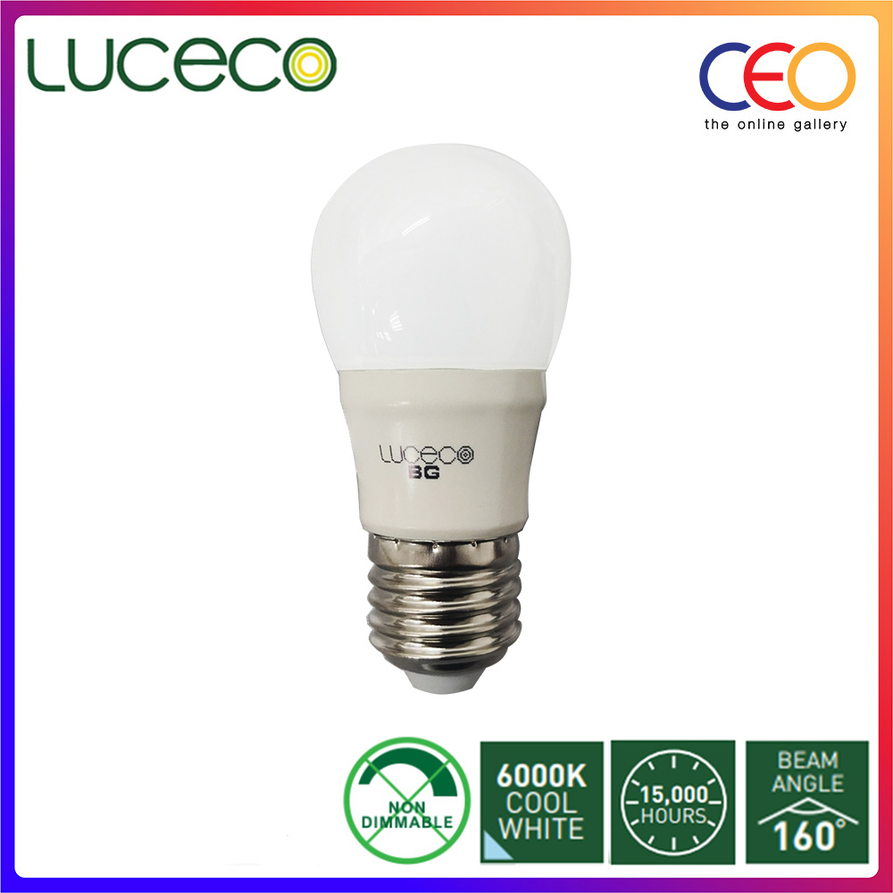 Luceco E27 Light Bulb B45 Mini Globe Frosted Lamps Non-Dimmable Cool ...